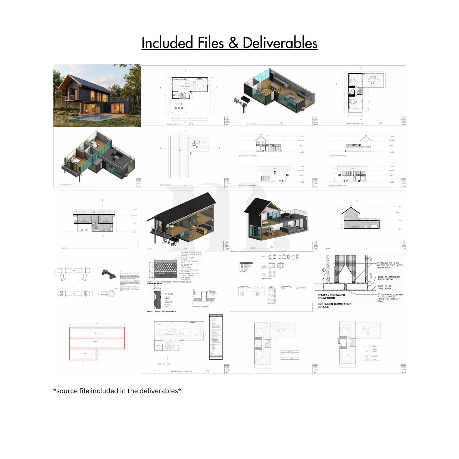 4x40' Container Home Plans | Architectural Plans | 2 Bed Container ...