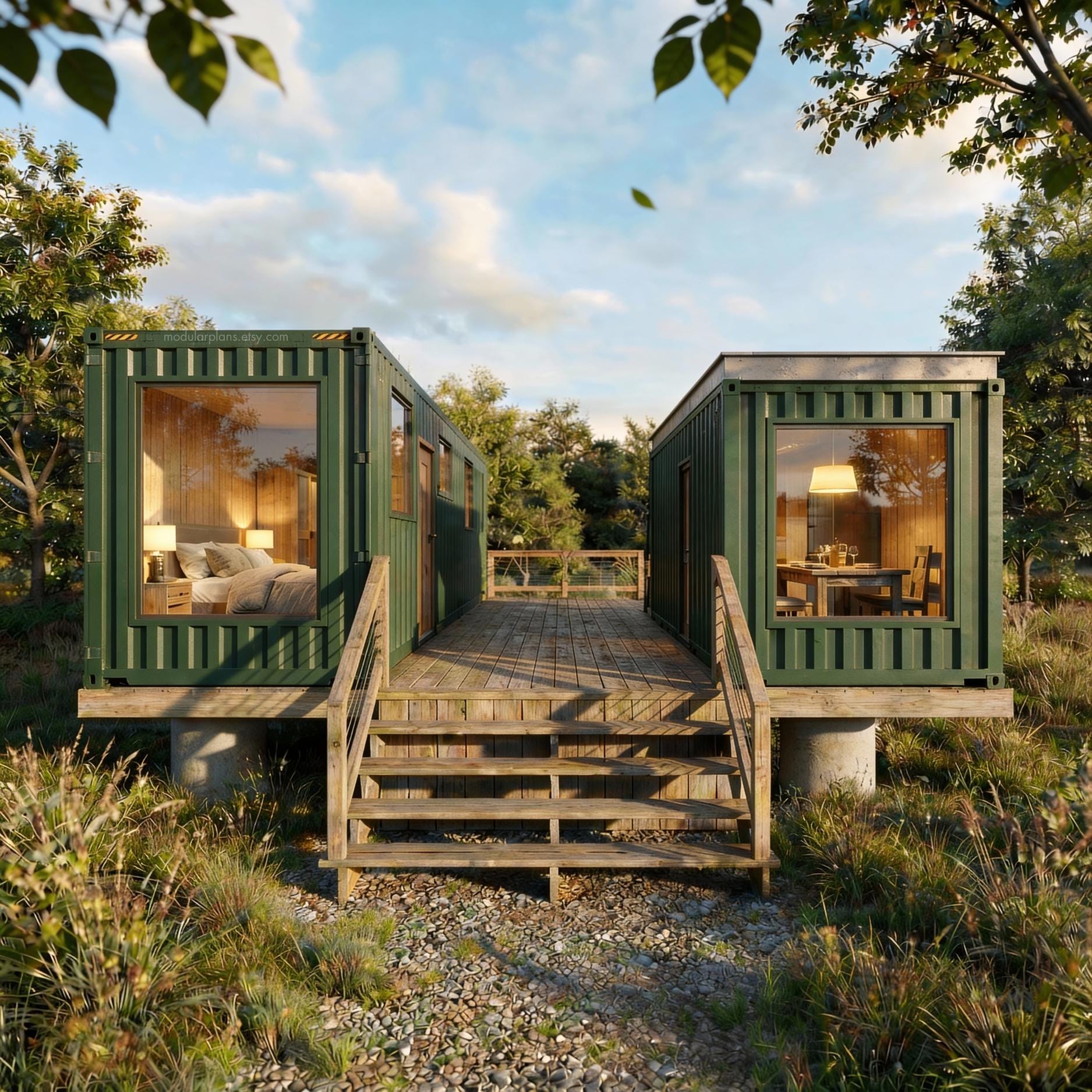 40ft 20ft Container House Plans - Full Set Architectural Plans - 480SF ...