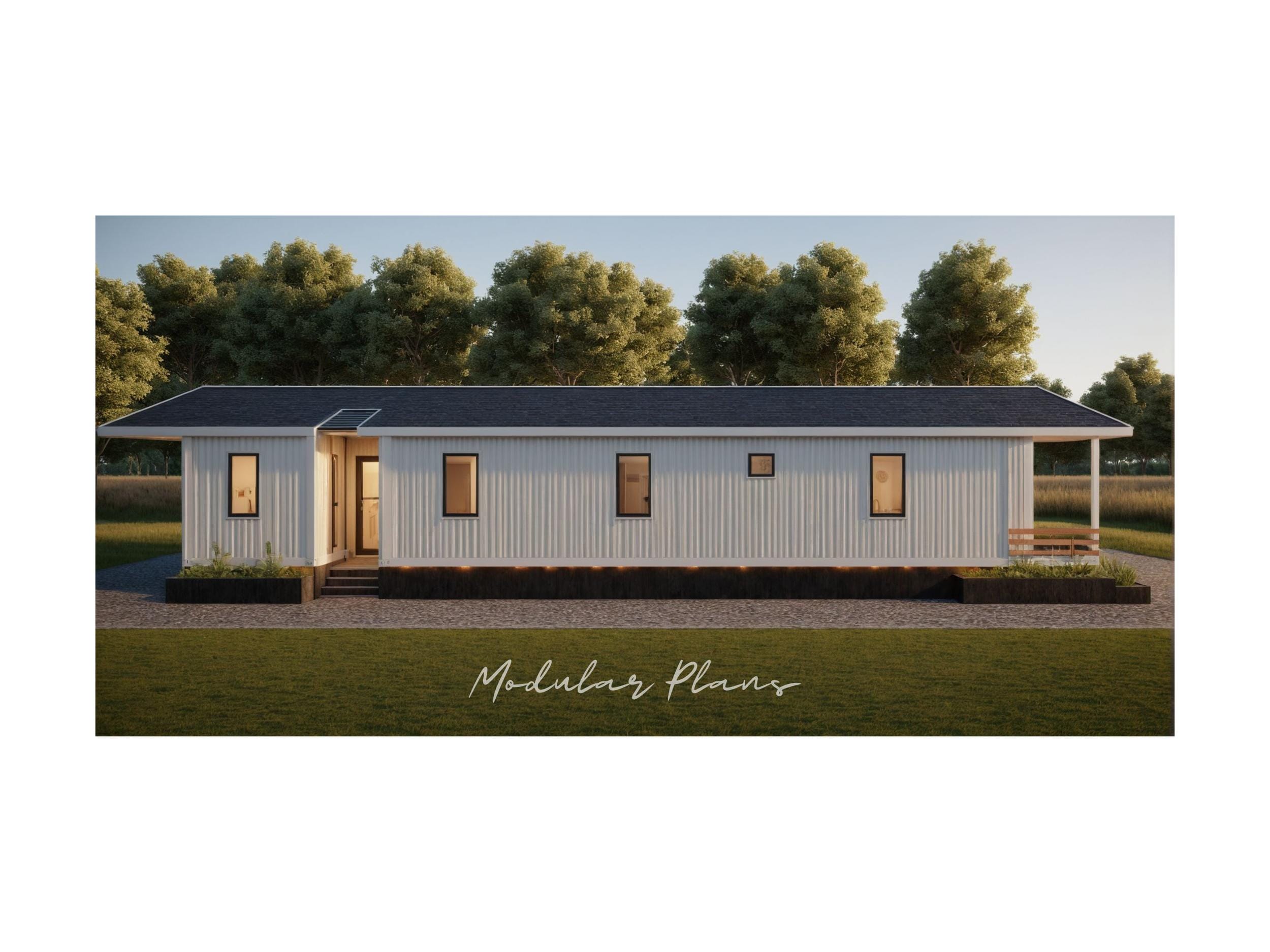 2x40' Container Home With Garage | 3 Bed Container House Plans ...