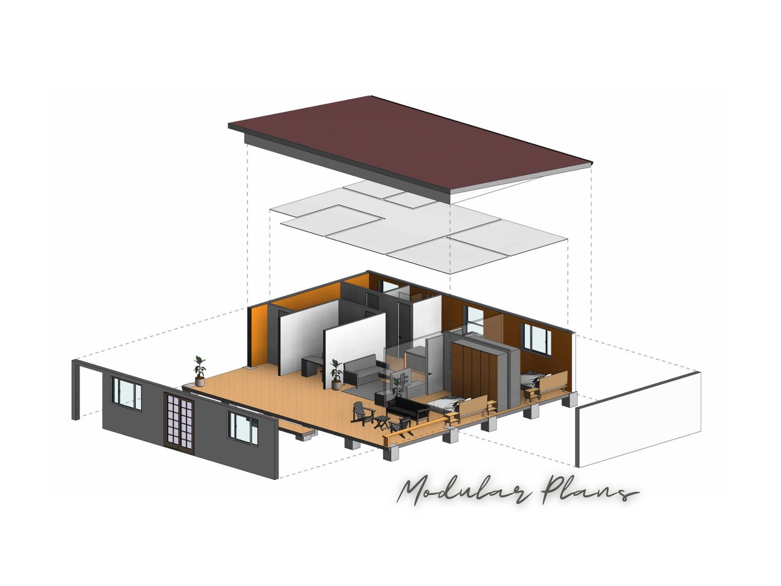 3x40' Modern Container Home Plans | 2 Bedroom Container Home | Full Set ...