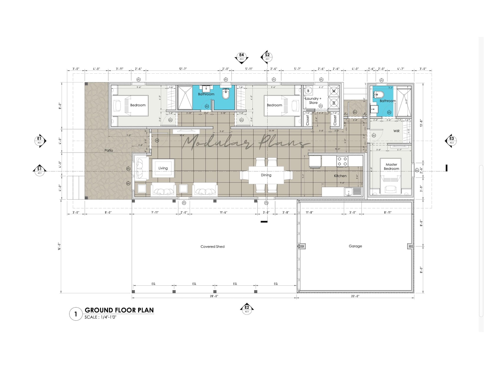 2x40' Container Home With Garage | 3 Bed Container House Plans ...