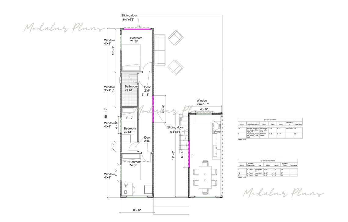 24'' X 40' Lakeview Container Home Plans - Full Set Architectural Plans ...