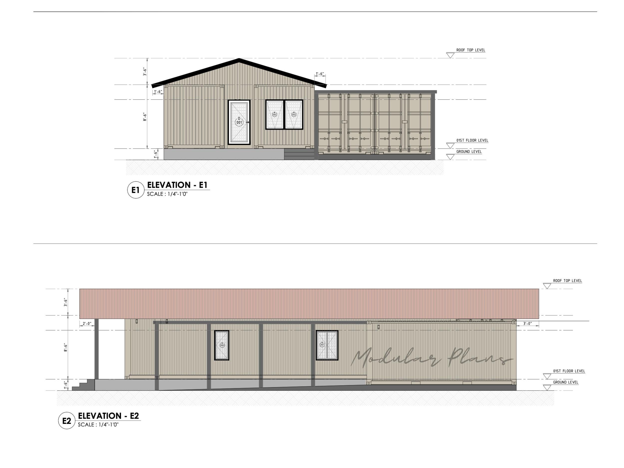 2x40' Container Home With Garage | 3 Bed Container House Plans ...