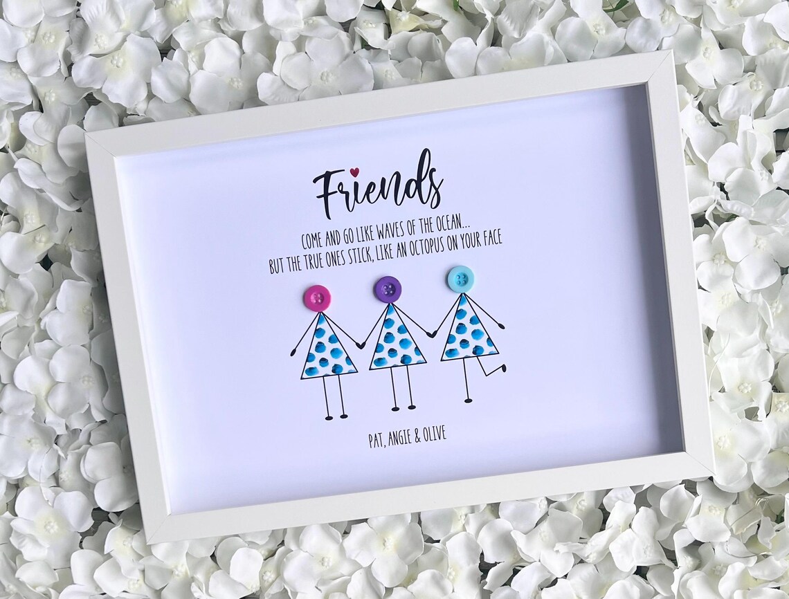 Friendship Friends Button People Personalised Gift Frame (unique Gift ...