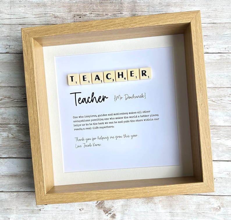 Teacher Thank You Personalised Gift Frame (end of Term Class Gift ...