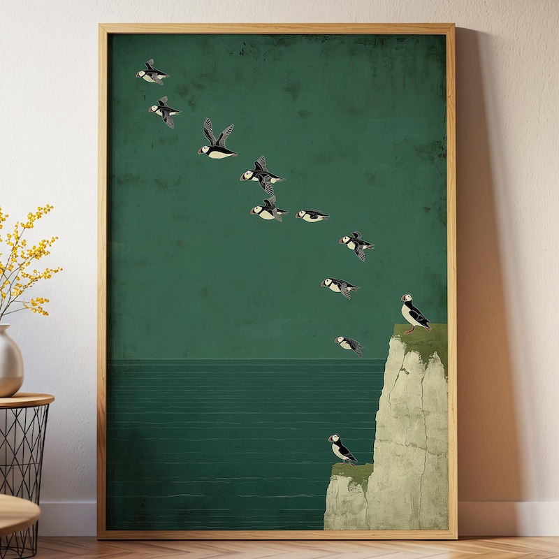 Square Puffin Prints - Etsy UK