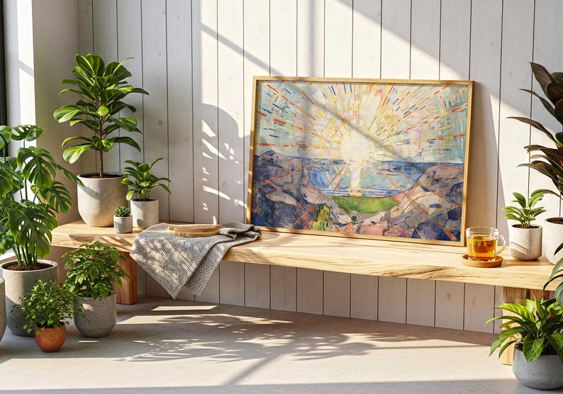 Edvard Munch Solenintro Poster: Sunrise Wall Art, Early 1900s ...