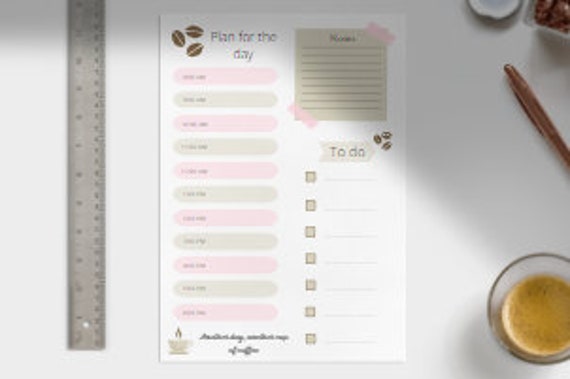 Coffee Theme Printable Daily Planner Design - Etsy