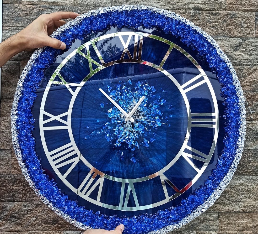 Blue Epoxy Resin Watch, Resin Wall Watch, Resin Ametist Watch, Wall ...