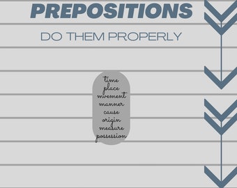 PREPOSITIONS in English How to Do Them Properly - Etsy