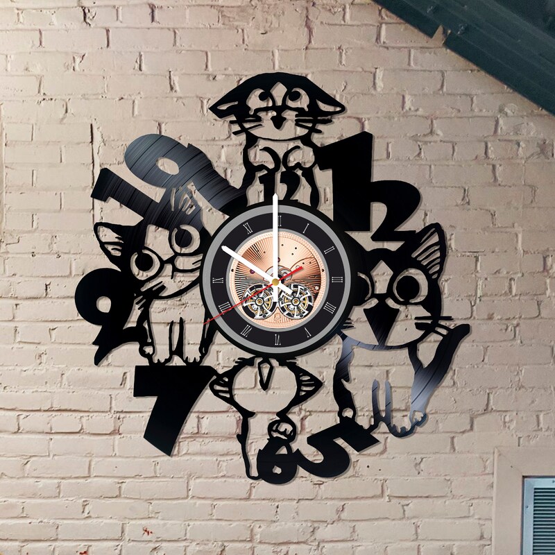 Vintage Black Cat Clock - Etsy