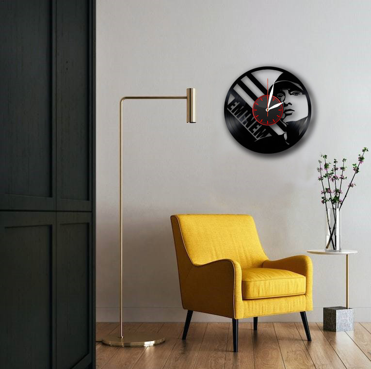 Eminem Wall Art, Made From Real Vinyl Record 12, Modern Wall Clock ...