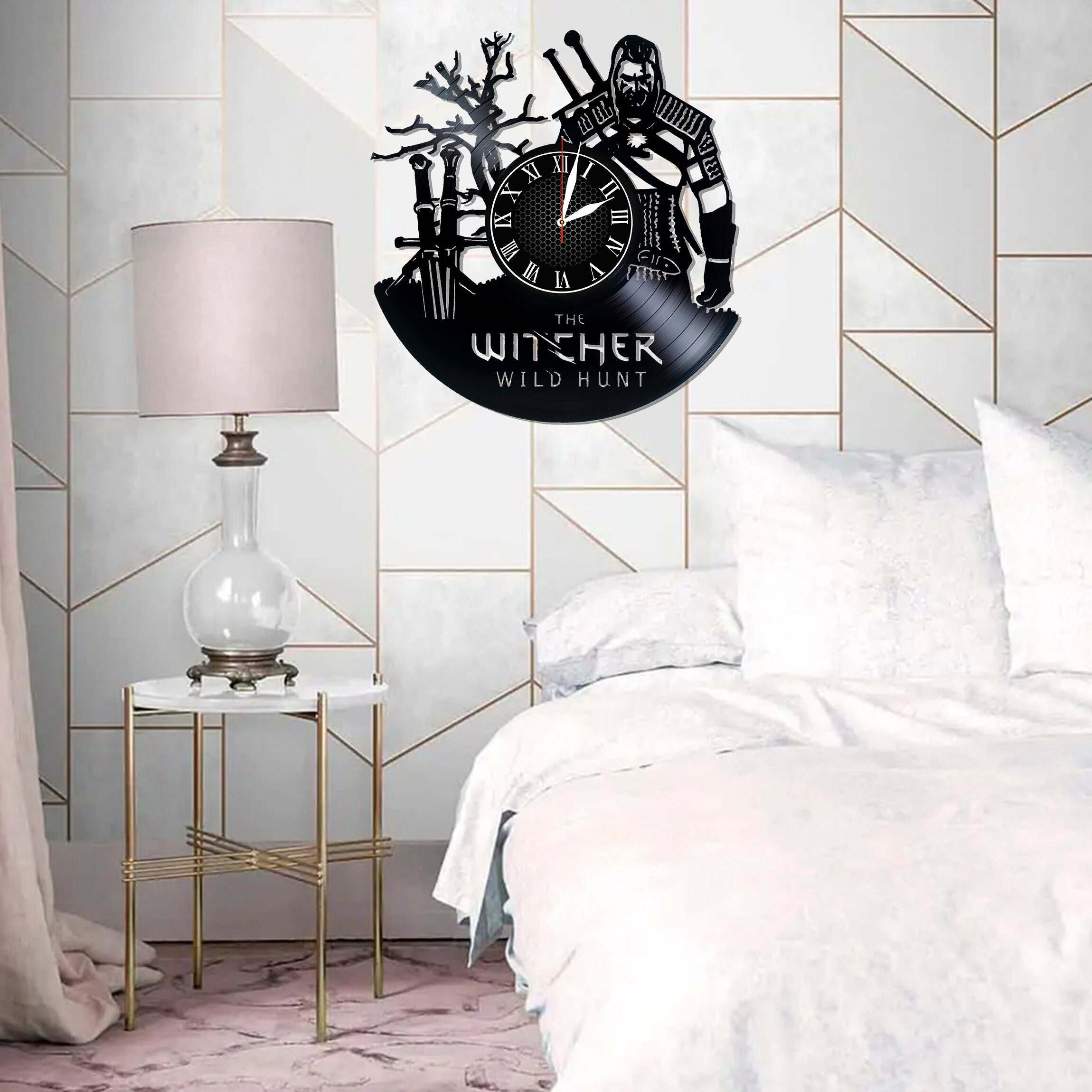 Witcher, Made From Real Vinyl Record, Wall Clock 12, Fantasy Movie Art ...