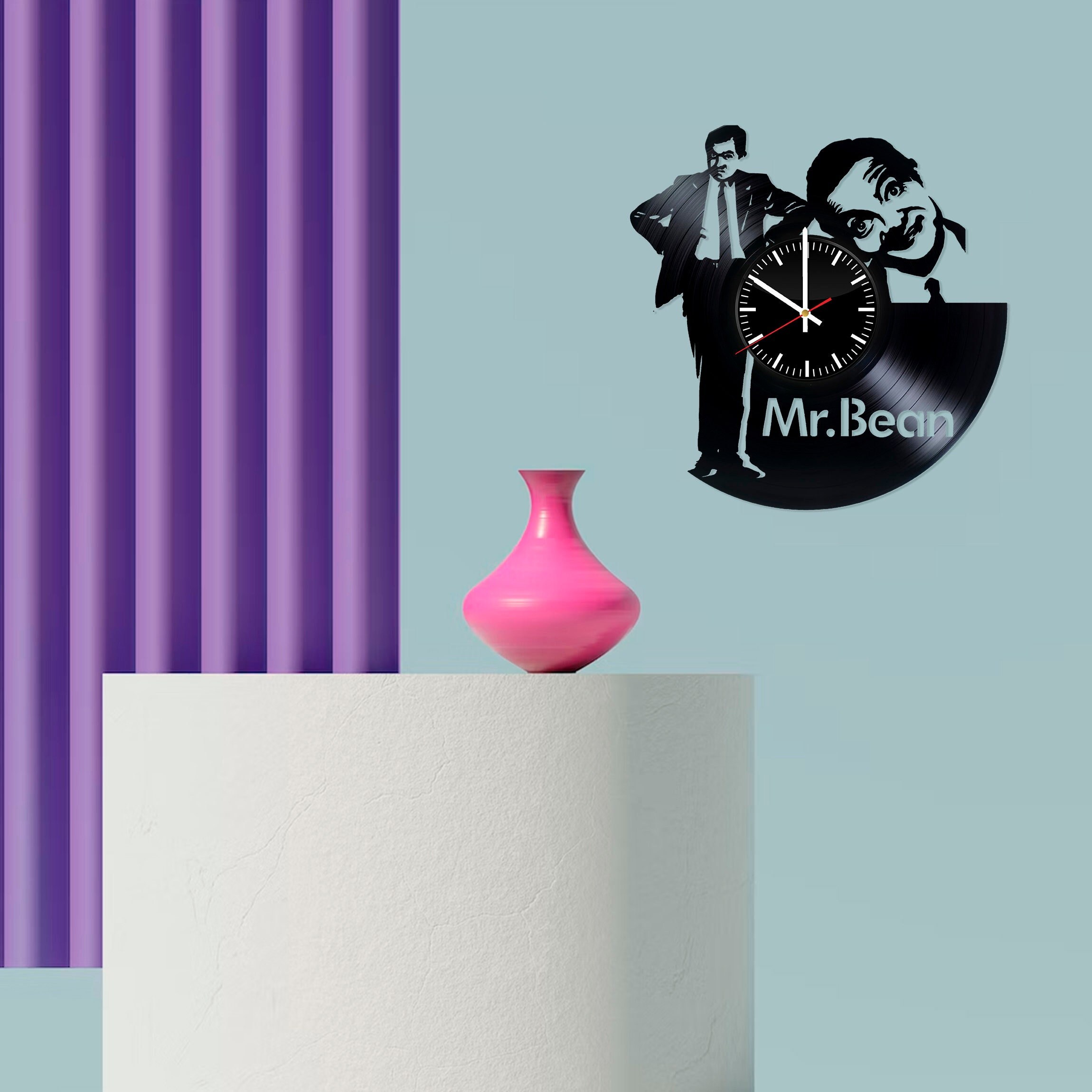 Mr. Bean Design Modern Vinyl Record Clock Made From Real - Etsy
