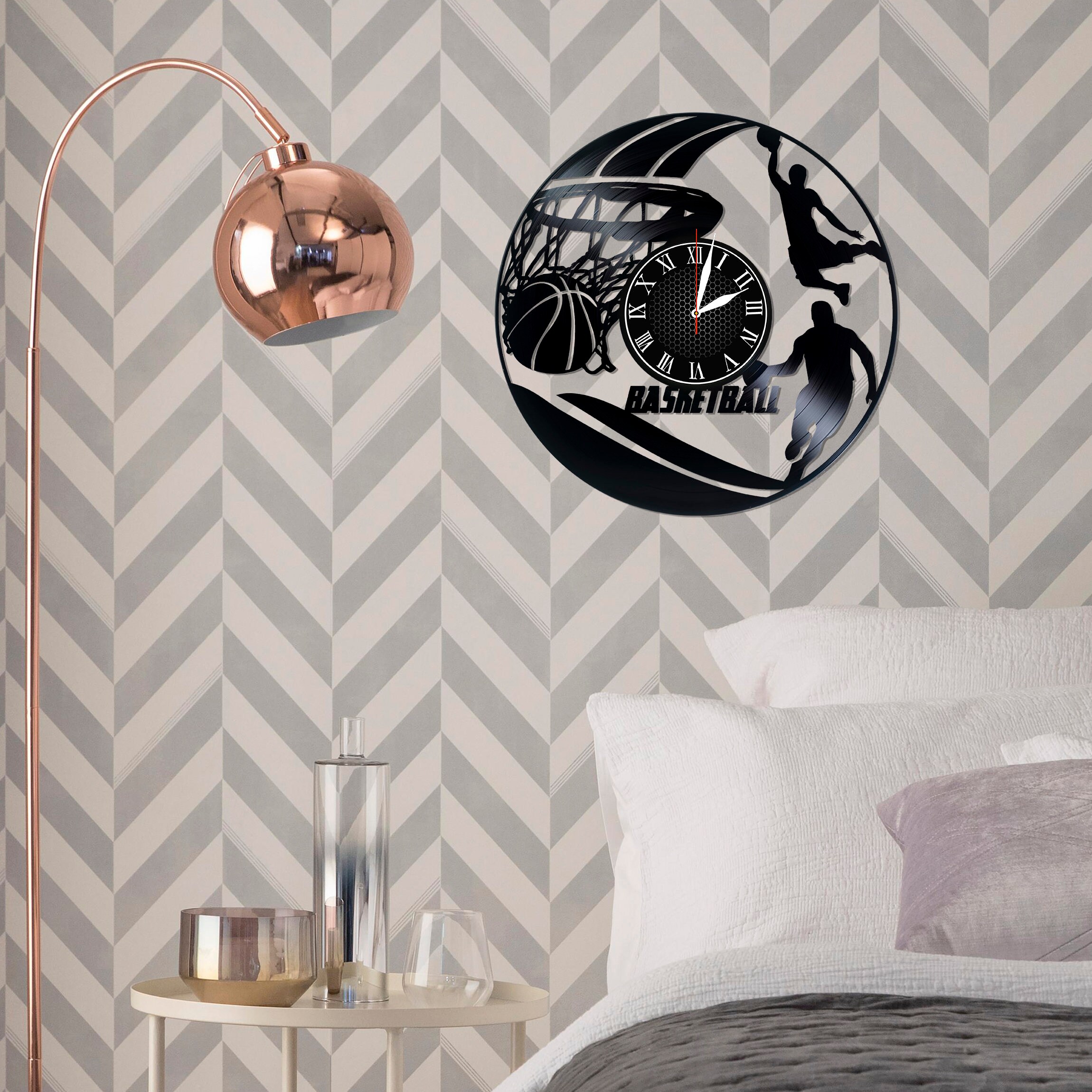 Hand Made Vinyl Record Clock, Gift for Basketball Lovers, Vintage Clock ...