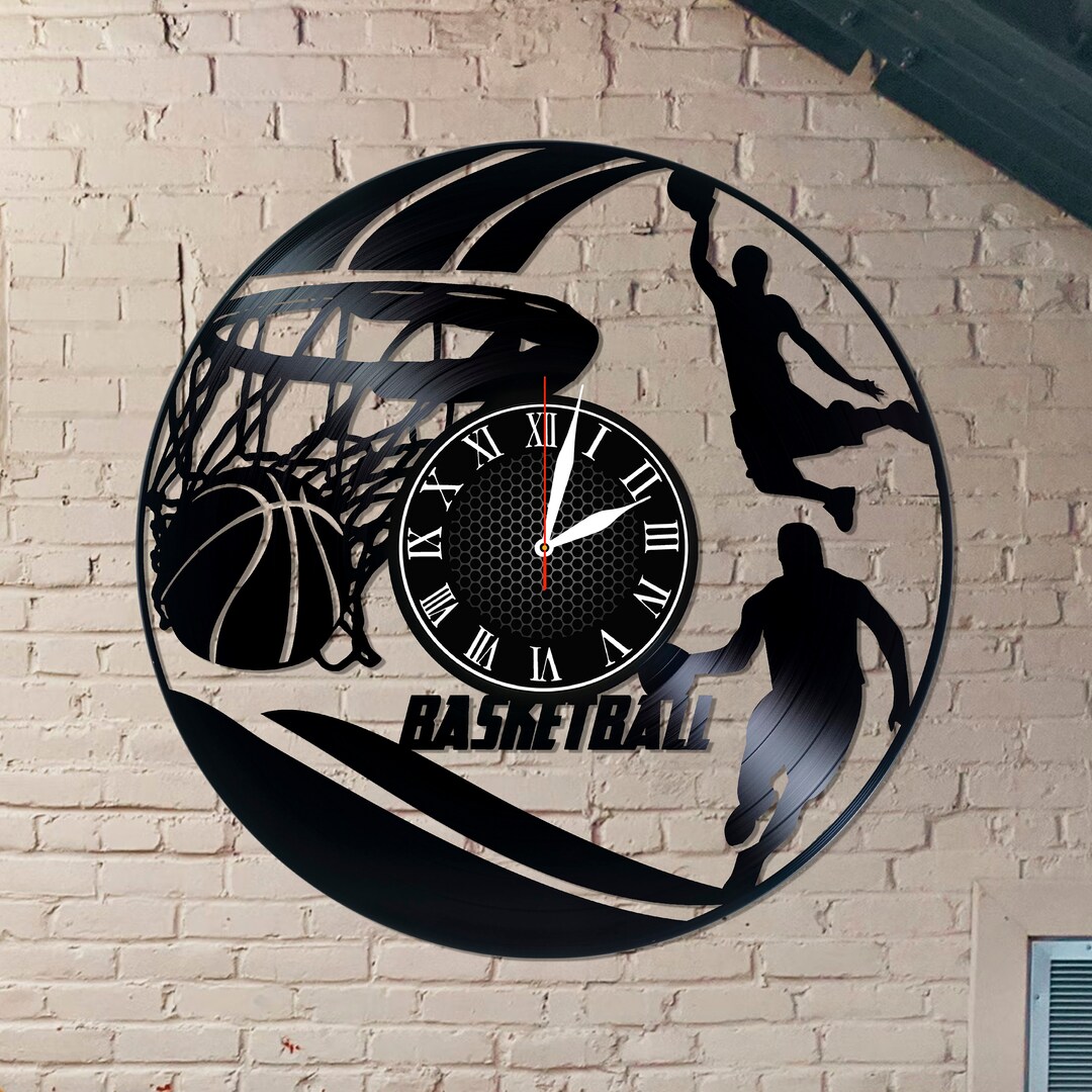 Hand Made Vinyl Record Clock, Gift for Basketball Lovers, Vintage Clock ...