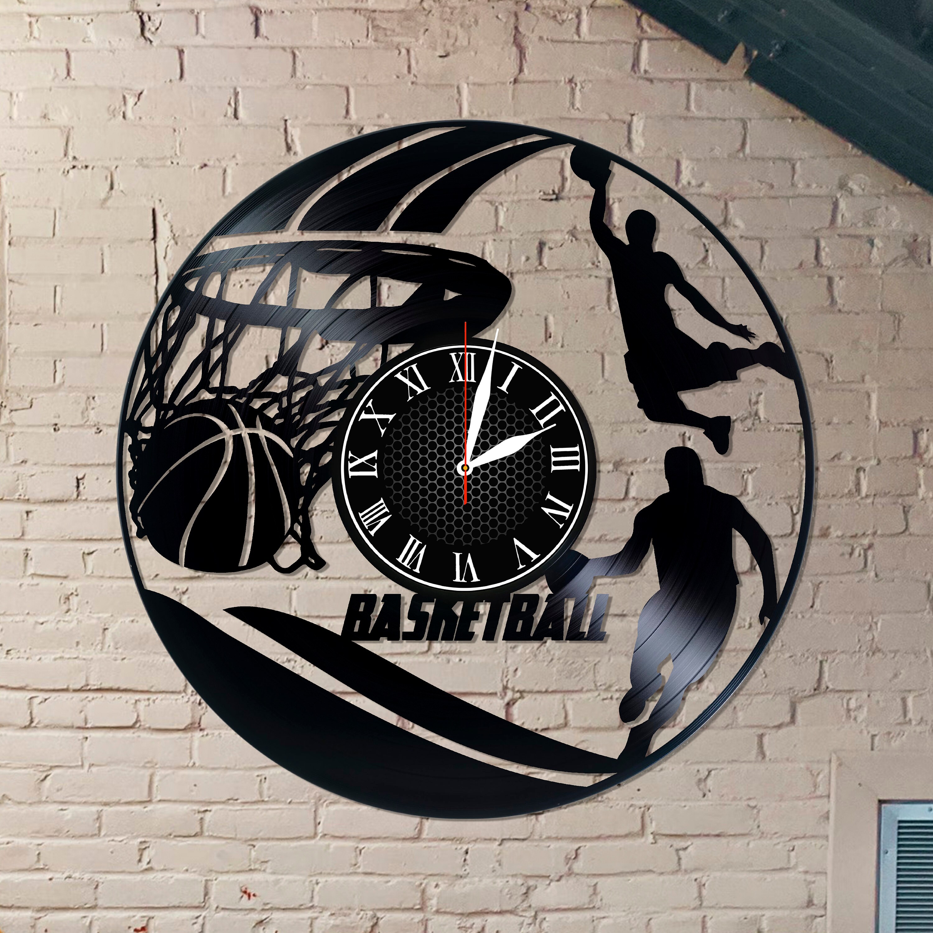 Hand Made Vinyl Record Clock, Gift for Basketball Lovers, Vintage Clock ...