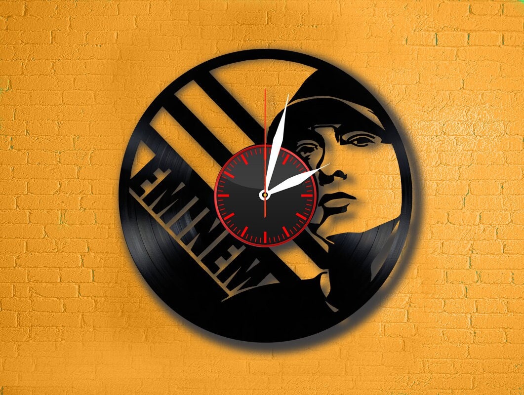 Eminem Wall Art, Made From Real Vinyl Record 12, Modern Wall Clock ...