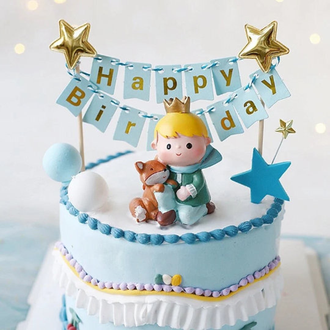 Little Prince Baby Boy Birthday Cake Topper Decoration Set - Etsy