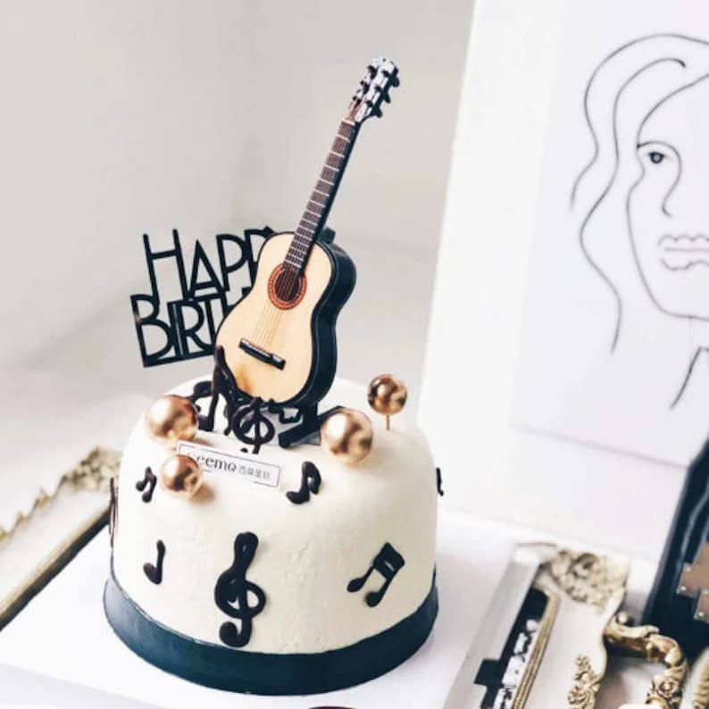 Cool Guitar and Music Cake Topper Plugin Decoration Set - Etsy
