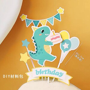Cute Colorful Dinosaur Cartoon Cake Topper Decoration Set - Etsy