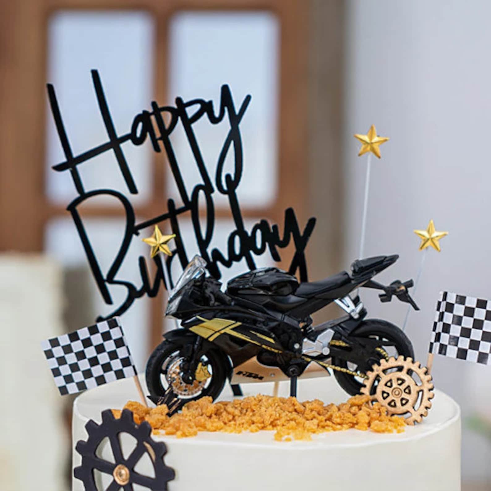 Cool and Black Motorcycle Cake Plugin Topper Decoration Set - Etsy