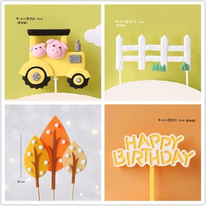 Cute Farm Animal Cow Pig Sheep Cartoon Cake Topper Decoration Set - Etsy