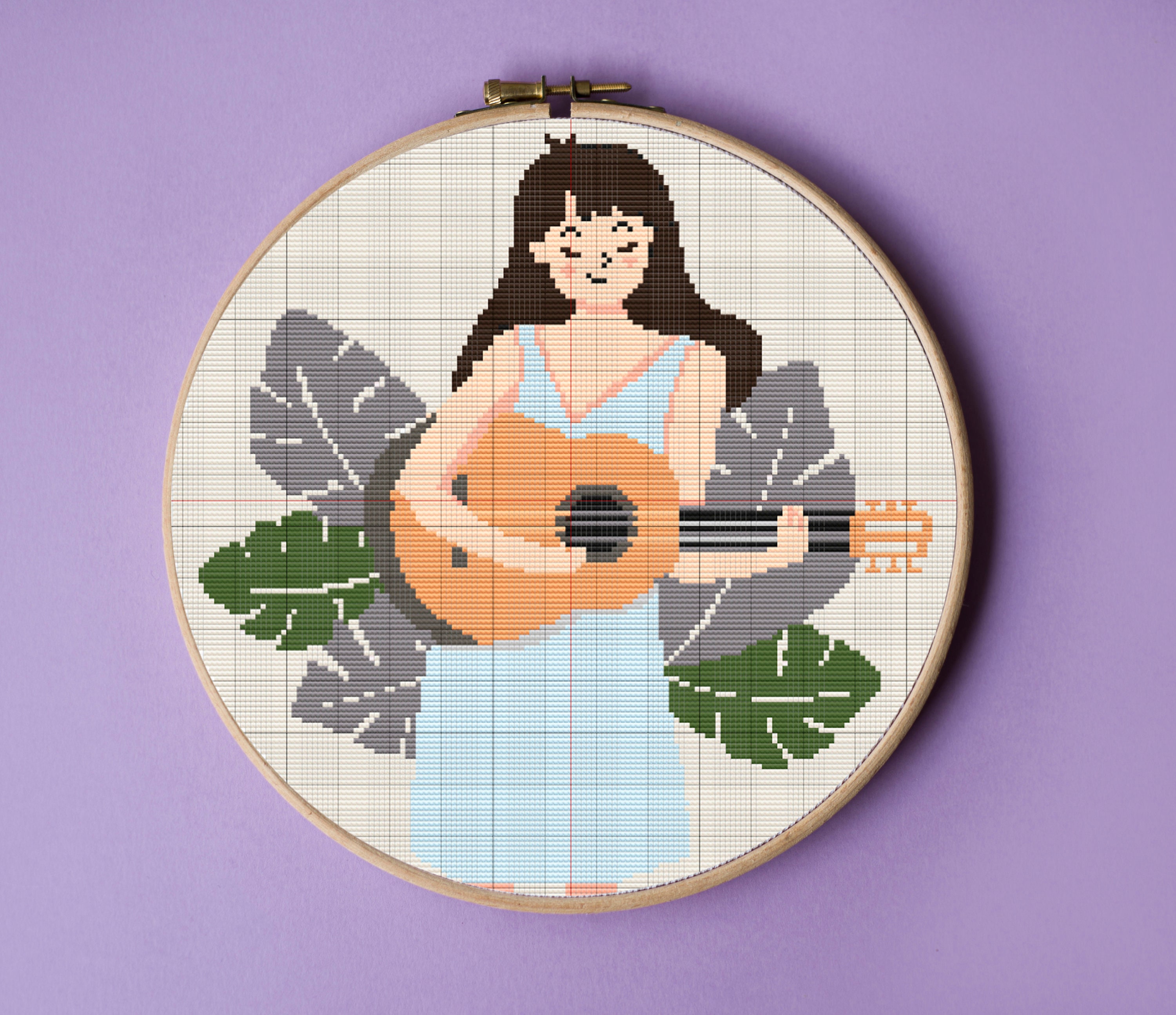 Girl With a Guitar Cross Stitch Pattern. PDF Pattern - Etsy