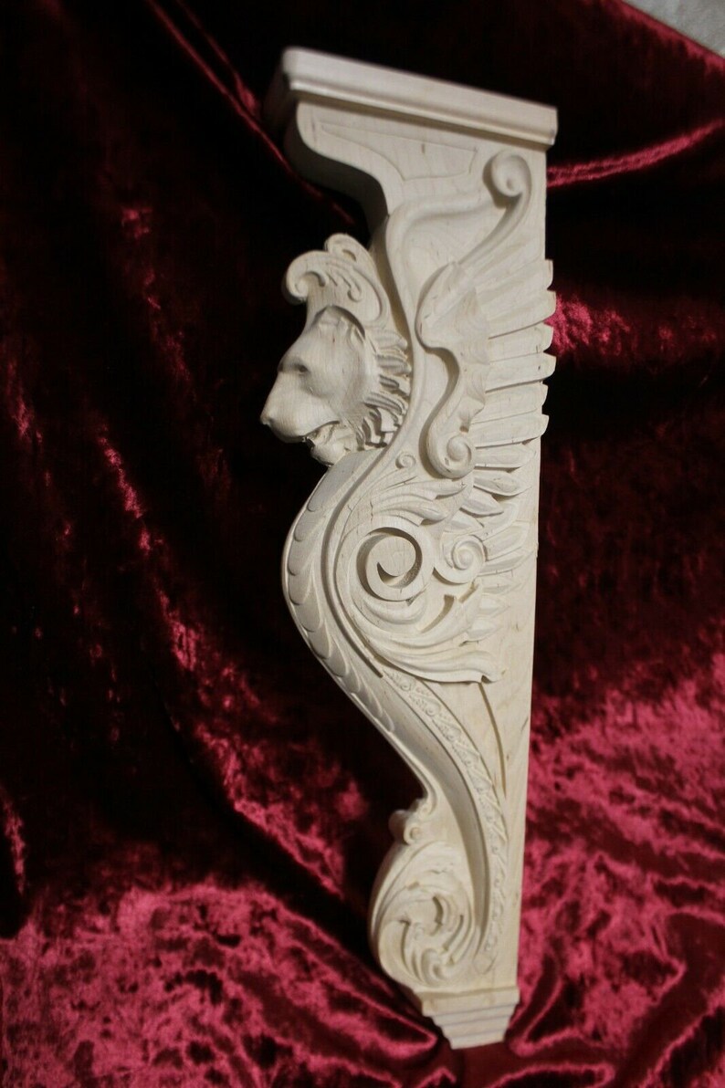Wooden Shelf Carved Wooden Lion Statue Unique Griffin Kitchen - Etsy
