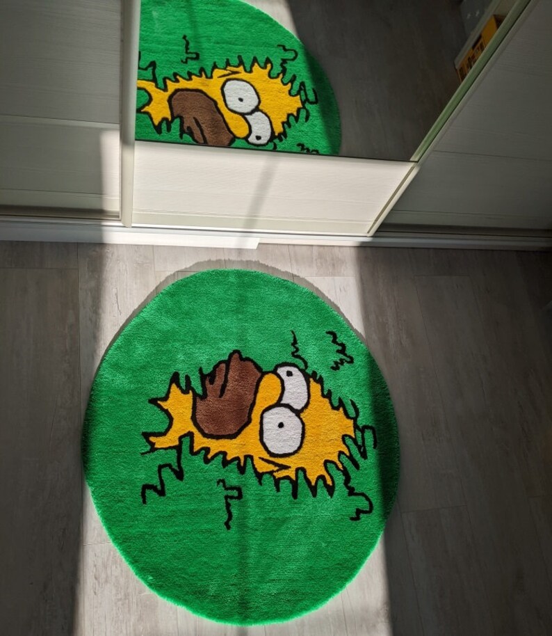 Homer Simpson in Bush Handmade Rug Personalized Area Rug Simpsons Floor ...