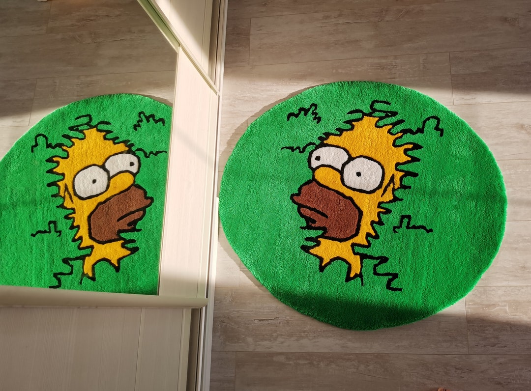Homer Simpson in Bush Handmade Rug Personalized Area Rug Simpsons Floor ...