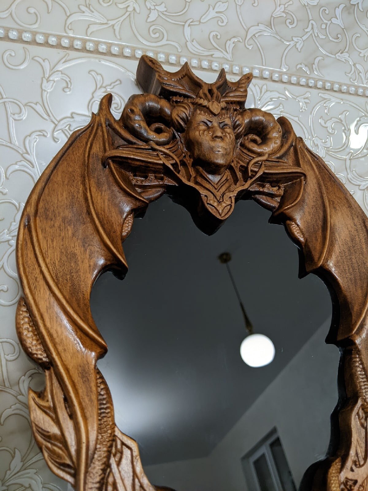 Scrying Mirror Black Mirror Wall Mirror Décor Natural Wood - Etsy