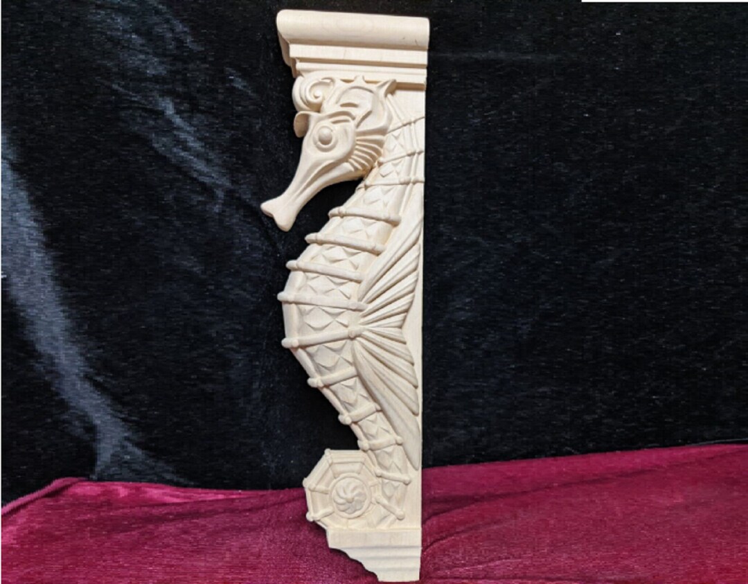 Large Seahorse Corbel Nautical Style Wood Shelf Bracket, Fireplace ...