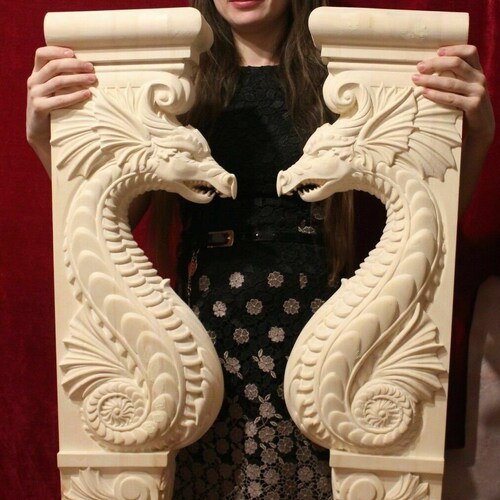 Large Wall Corbel Carved Wooden Dragon Corbel Unique Wall - Etsy