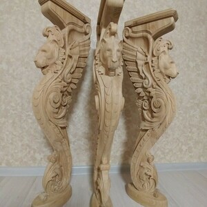 Wooden Shelf Carved Wooden Lion Statue Unique Griffin Kitchen - Etsy