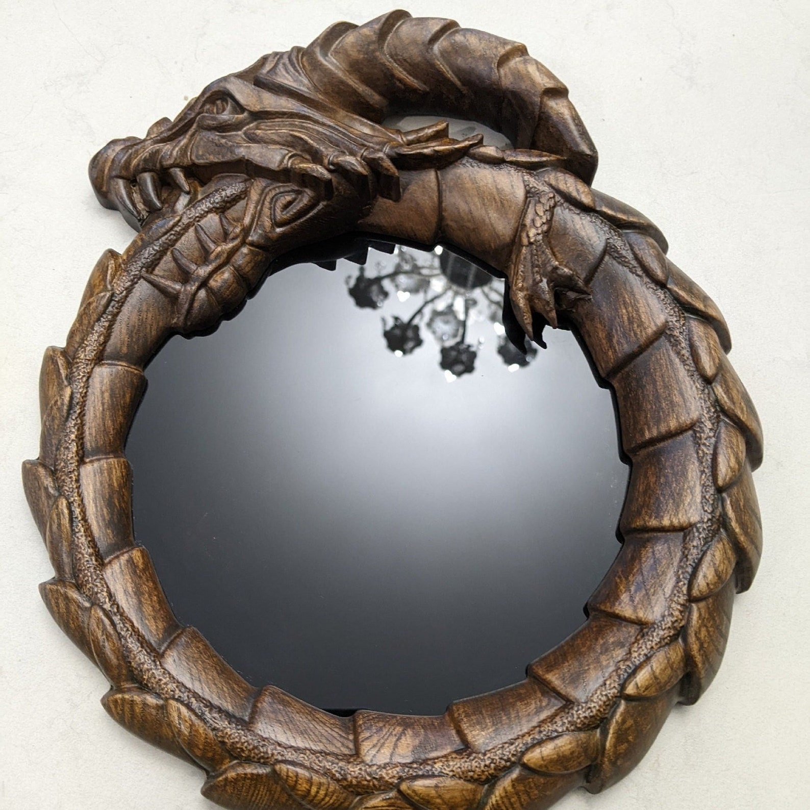Scrying Mirror With Dragon Black Mirror Wall Mirror Décor - Etsy