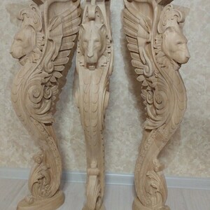 Wooden Shelf Carved Wooden Lion Statue Unique Griffin Kitchen - Etsy