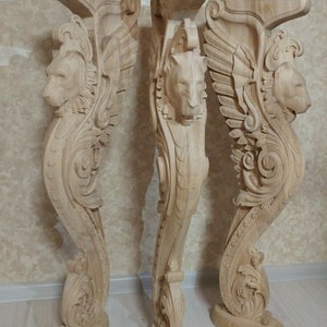 Wooden Shelf Carved Wooden Lion Statue Unique Griffin Kitchen - Etsy