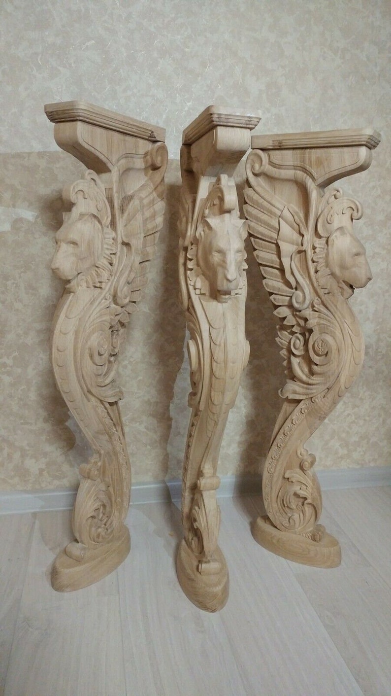 Wooden Shelf Carved Wooden Lion Statue Unique Griffin Kitchen - Etsy