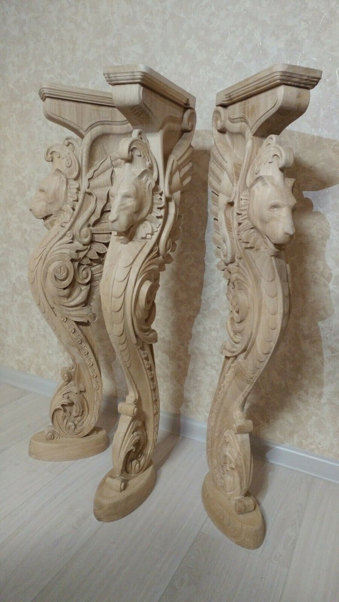 Wooden Shelf Carved Wooden Lion Statue Unique Griffin Kitchen - Etsy