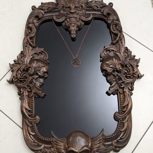 Scrying Mirror Black Glass Gothic Oak Frame Mirror Wall Mirror Décor ...