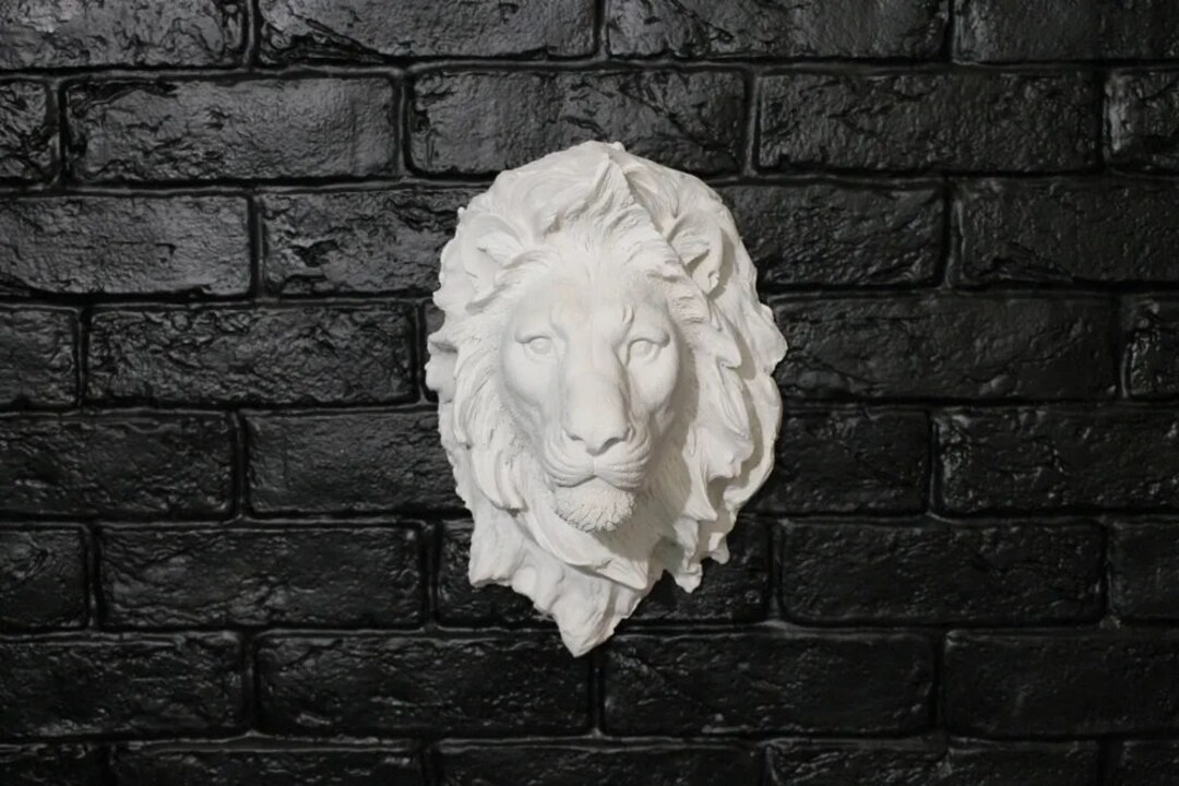 Lion Head Wall Decor, Wall Lion Head, Stone Lion Head, Indoor and ...