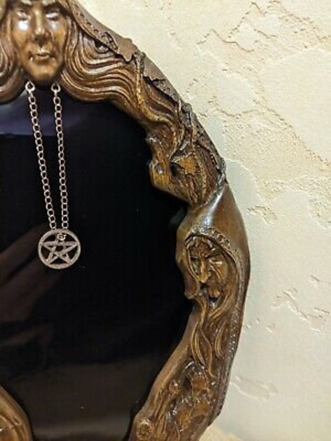 Scrying Mirror Black Mirror Wall Mirror Décor Natural Wood - Etsy