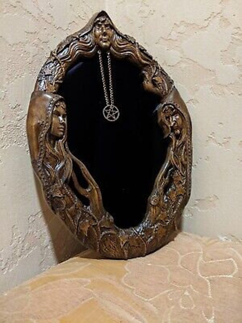 Scrying Mirror Black Mirror Wall Mirror Décor Natural Wood - Etsy