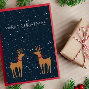Reindeer Holiday Card Set Printable - Etsy