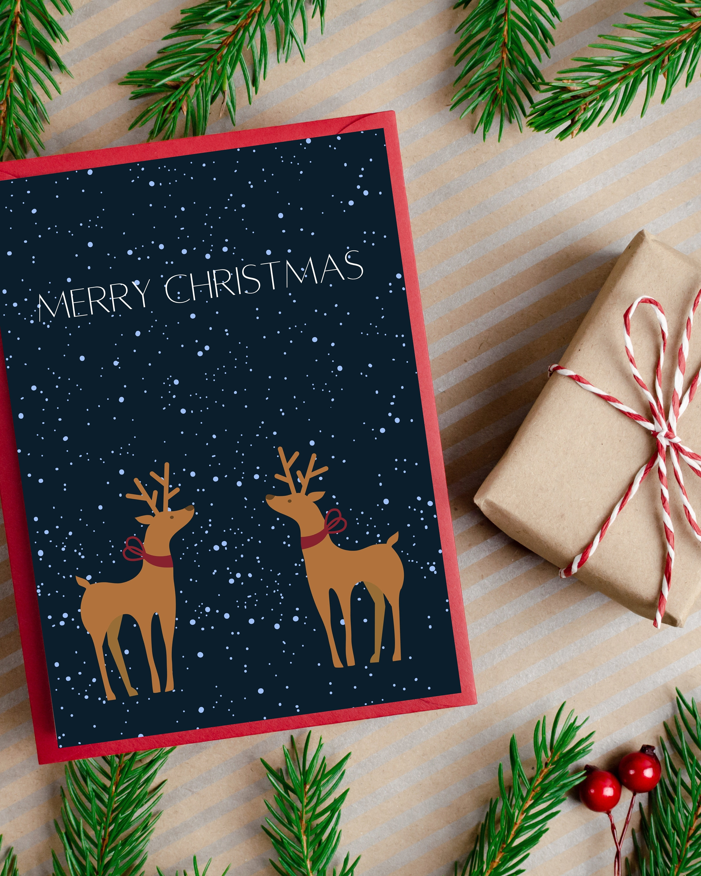 Reindeer Holiday Card Set Printable - Etsy