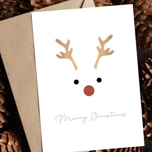 Reindeer Holiday Card Set Printable - Etsy