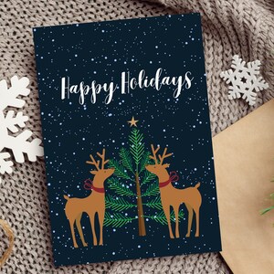 Reindeer Holiday Card Set Printable - Etsy