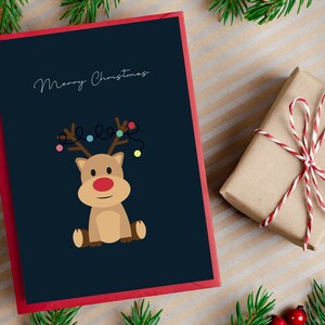 Reindeer Holiday Card Set Printable - Etsy