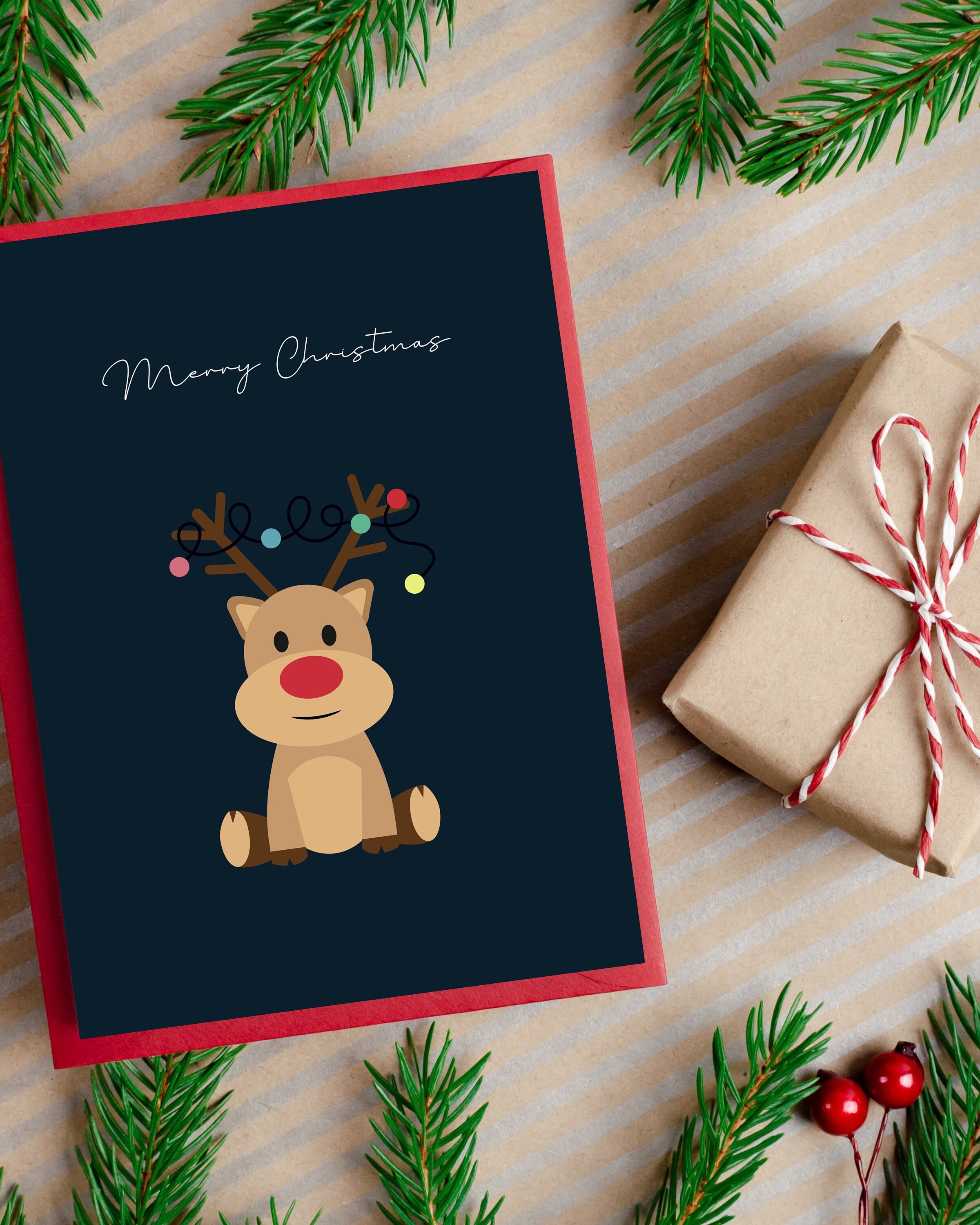 Reindeer Holiday Card Set- Printable - Etsy